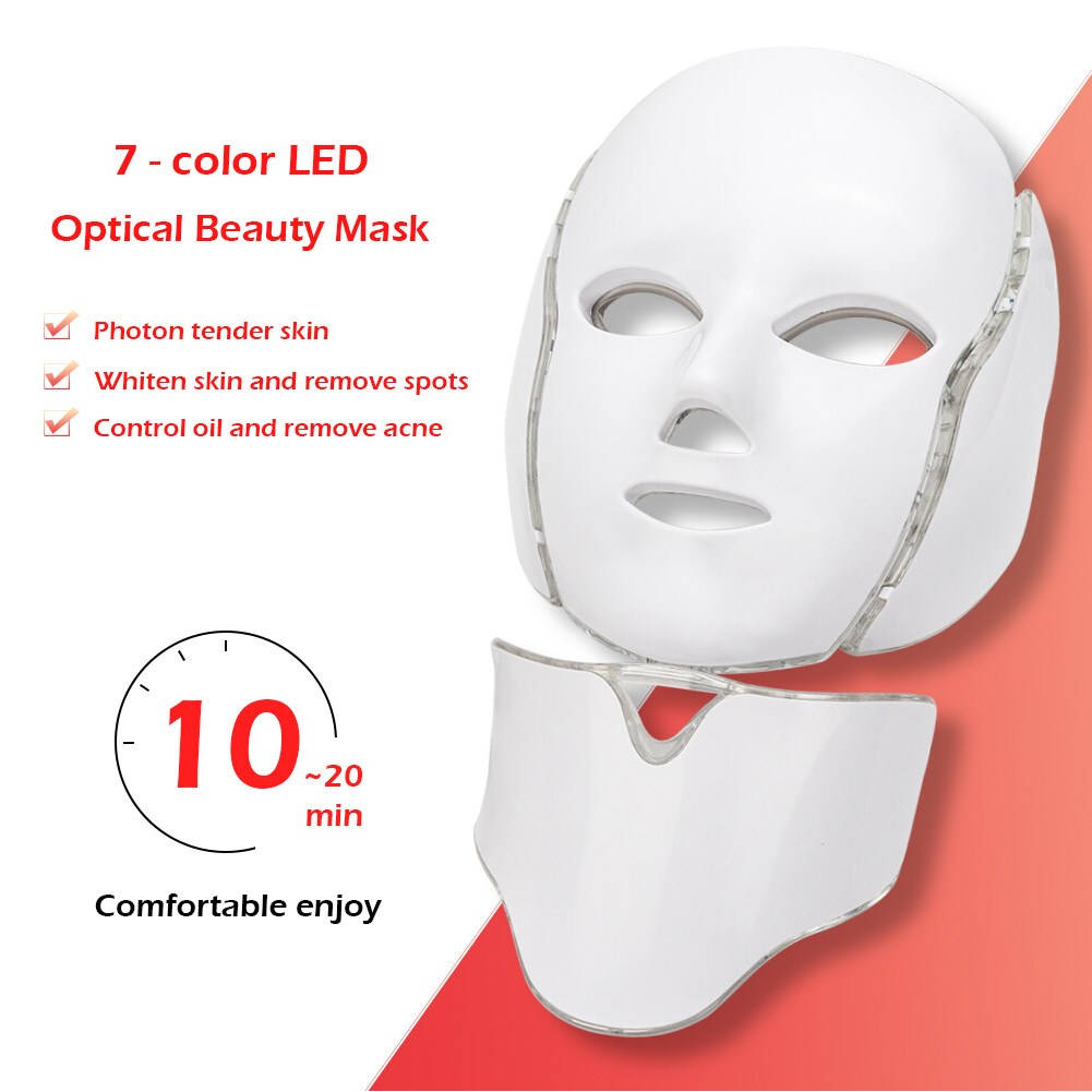 7 Colors Light LED Facial Mask Photon Therapy Beauty Machine With Neck ...