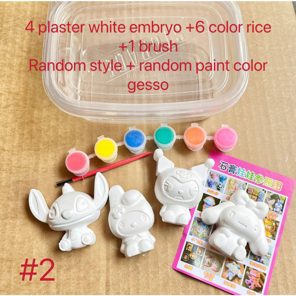 Cartoon coloring plaster doll white blank Children's painting handmade ...