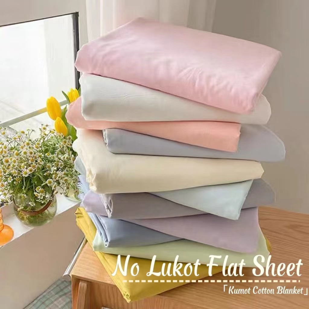 Korean Plain Color No Gusot No Lukot Flat Sheet Kumot Blanket (Queen ...