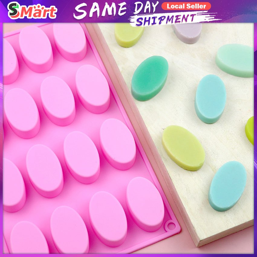 16 Cavity Oval Shape Soap Bake Mold Silicone Mould DIY Handmade Soaps ...
