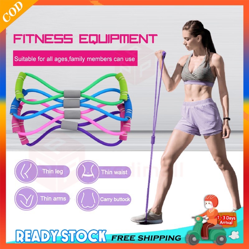 8-Type Exercise Rubber Yoga Resistance Band Elastic Tension Rope Gym ...