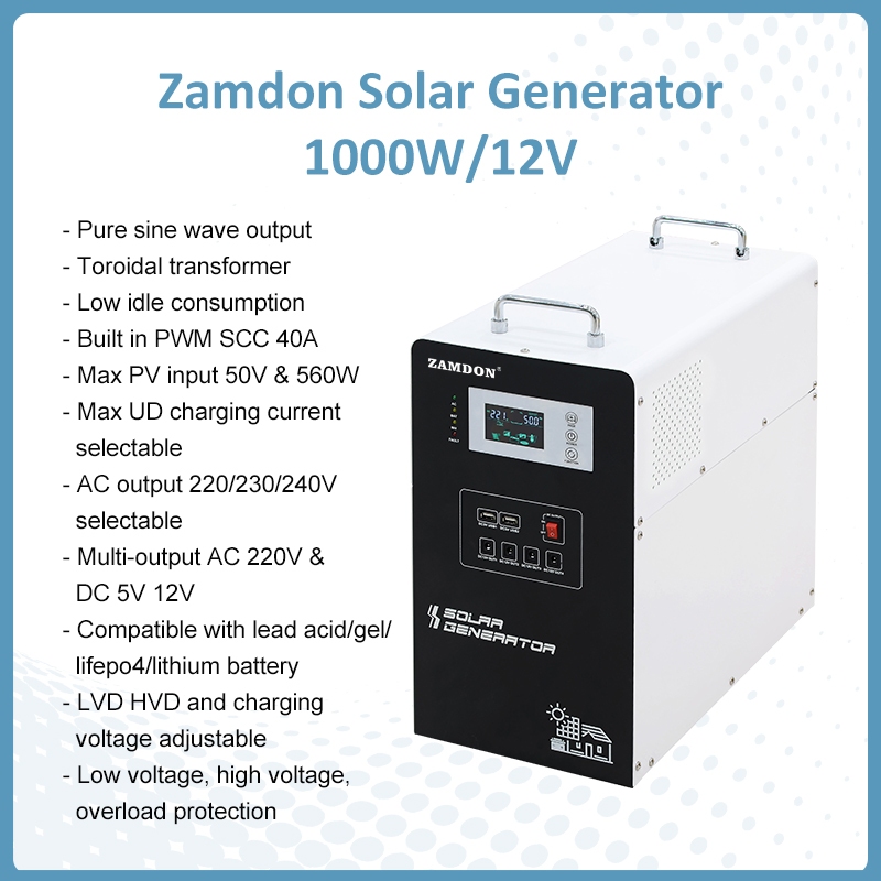 Zamdon Hybrid Solar Generator 12V1000W - Toroidal Off Grid Solar ...