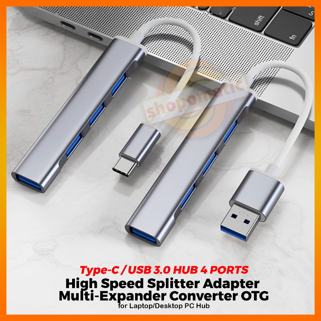 USB Hub 3.0 Type C 4-Port Multi-Splitter Adapter OTG High Speed for PC ...