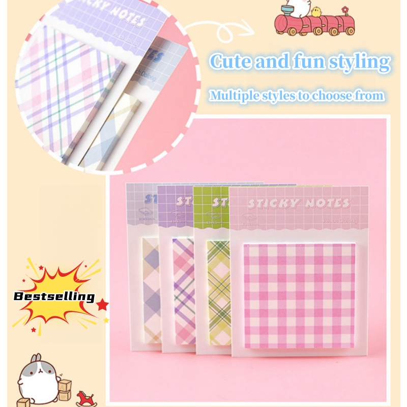Checkered Post-it Notes Portable sticky notes Simple style plaid sticky ...