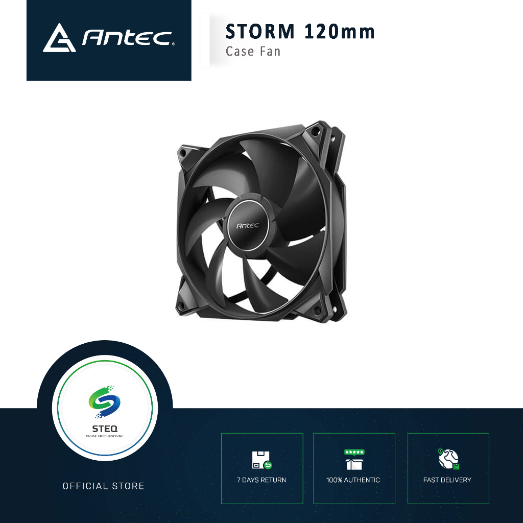 Steq Antec STORM 120mm Case Fan Quiet High Airflow Adjustable Light ...