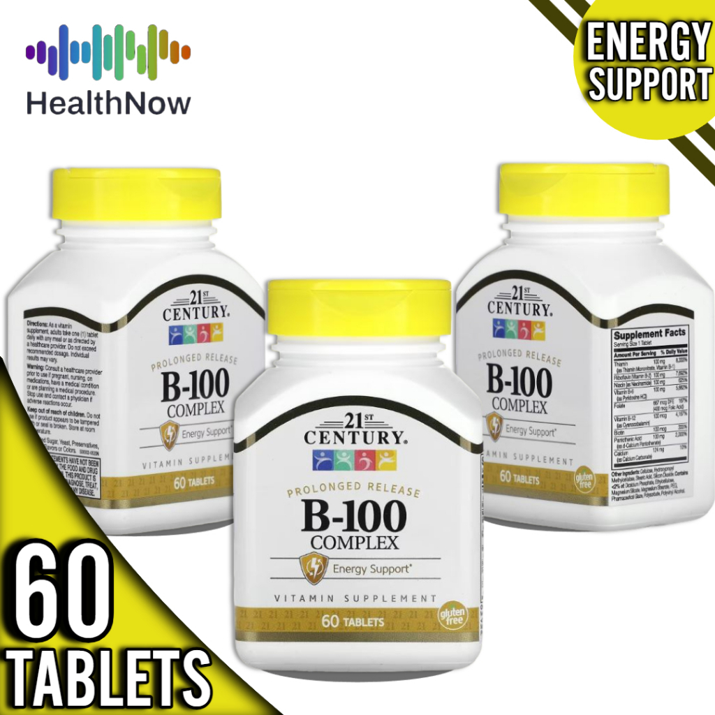 21st Century, B-100 Complex, Prolonged Release, 60 Tablets | Shopee ...