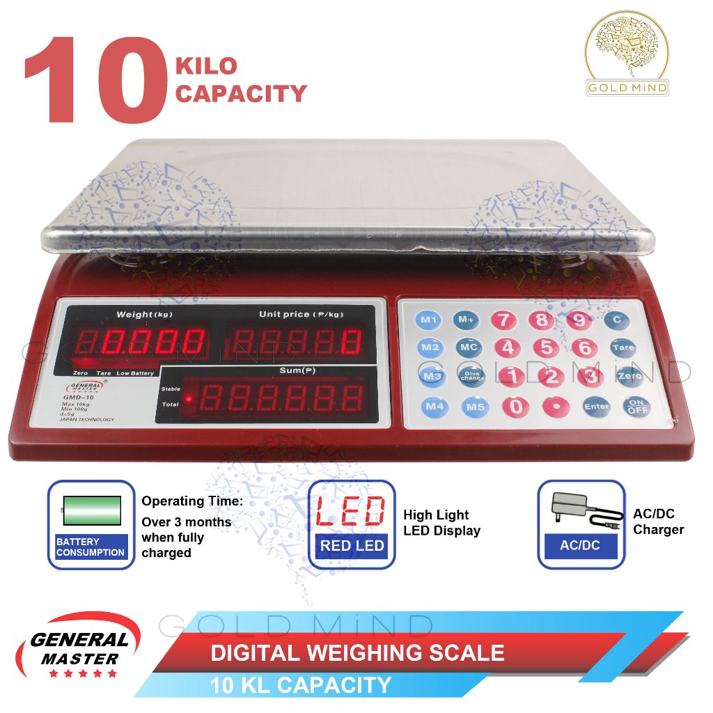 General Master Digital Weighing Scale with Price Computing Feature (10 ...