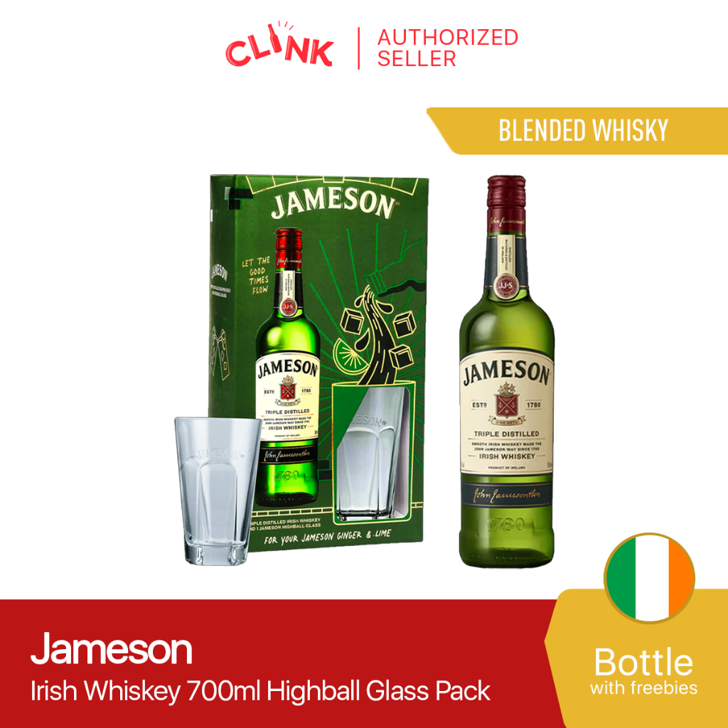Jameson Irish Whiskey 700ml Triple Distilled Highball Glass Pack ...