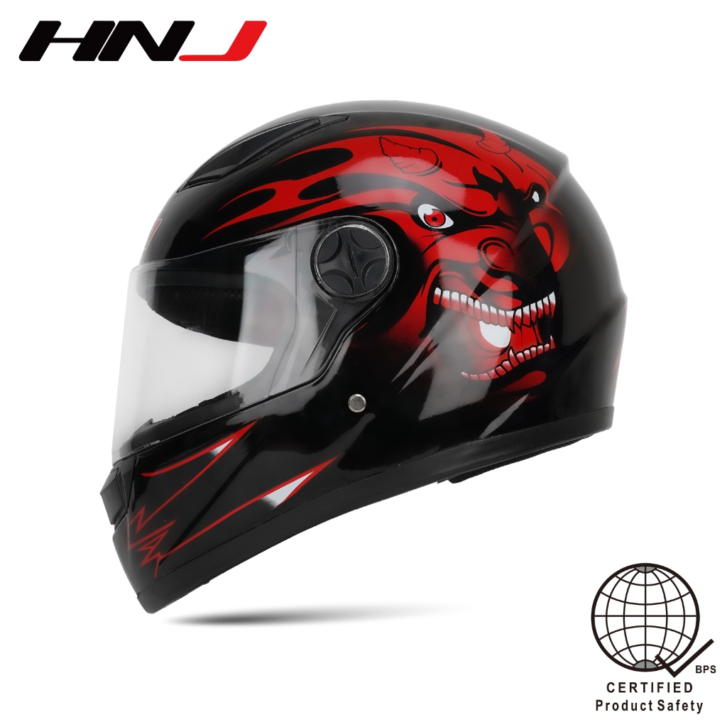 HNJ 855 Black Single Visor Helmet Full Face for Motorcycle Men and ...