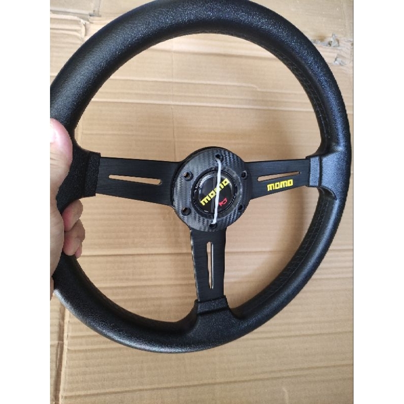13 inch MOMO 3 Spoke Style Aluminum Alloy Black Anodized Steering Wheel ...