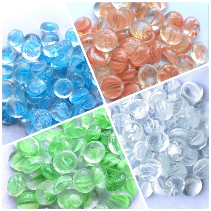 PEBBLES FLAT GLASS MARBLE 45- 50PCS per pack art and crafts | Shopee ...