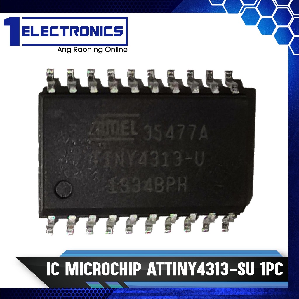 1Electronics 1pc IC - Microchip ATTINY4313-SU, 8bit AVR Microcontroller, 20MHz, 4 kB Flash, 20 ...