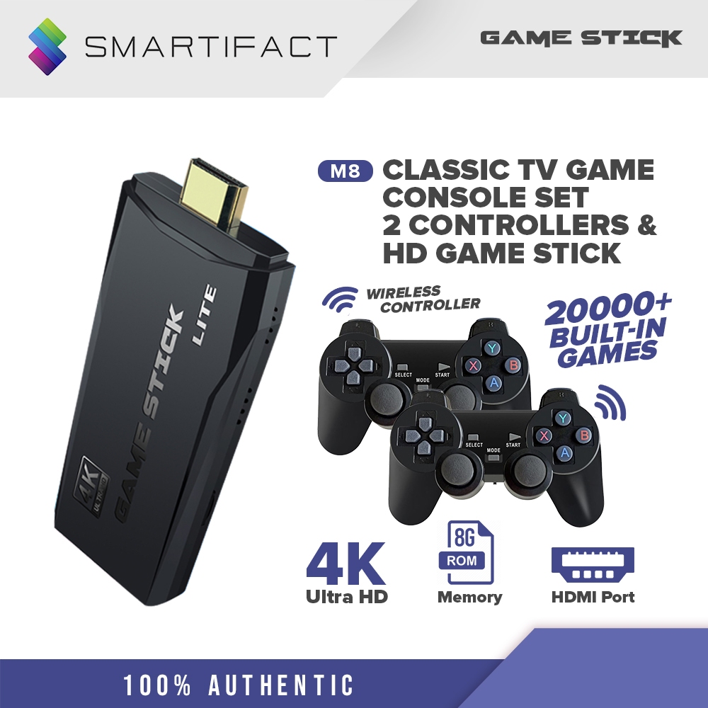 Smartifact M8 Classic Game Console Set 2 Controllers Game Stick Retro ...