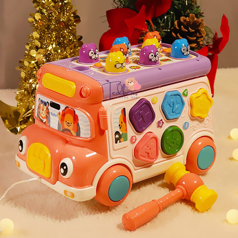 Push Pull Car Musical Bus Shape Sorter Music Educational Toy Baby ...