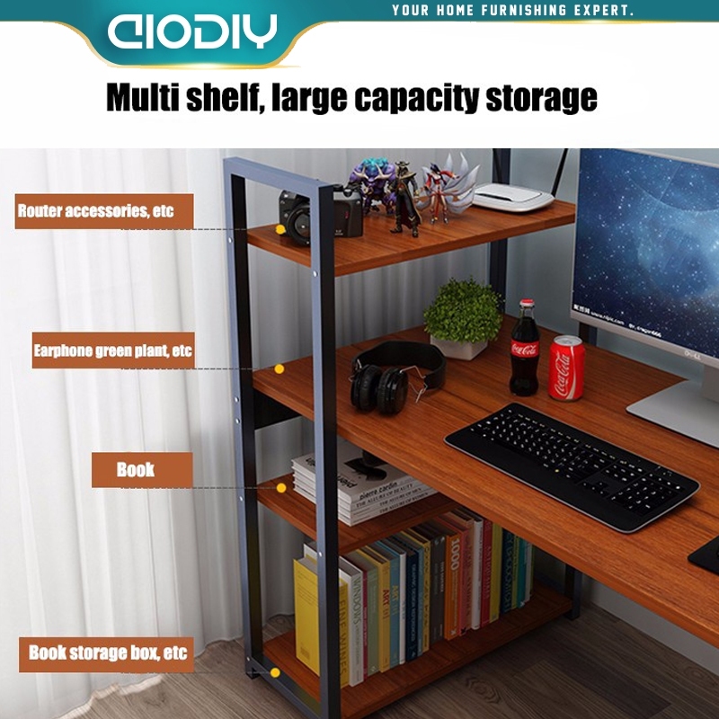 Study Table with Book Shelf Desktop Table Computer Table with Shelves ...