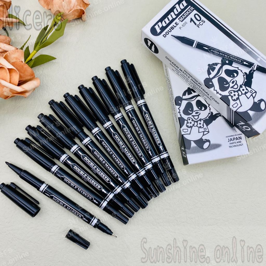 10PCS P-500 Panda Permanent Marker Double Head Thin 1.0mm and Extreme ...