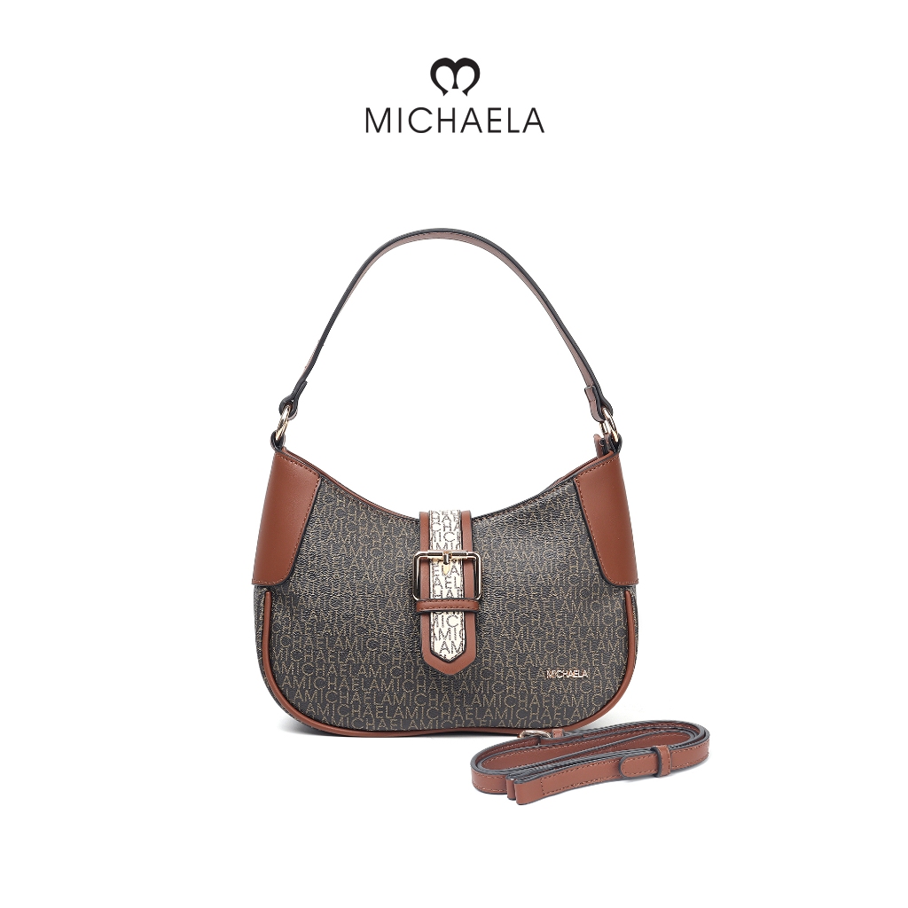 MICHAELA Lettering Hobo Bag Half-Moon Shape Buckleed Vintage Chic ...
