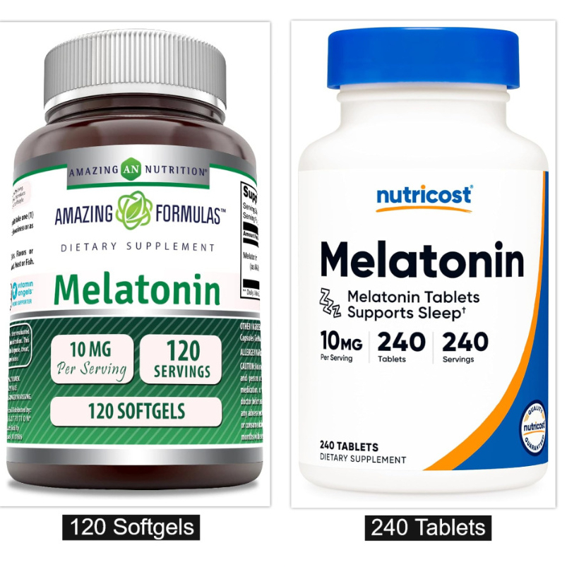 120/240 Softgels/Tablets Melatonin 10mg Supplement - 4 Months Supply or ...