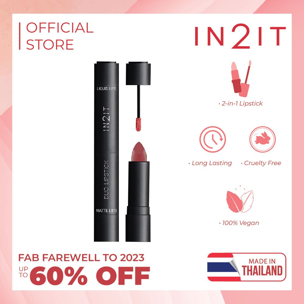 IN2IT Duo Lipstick Long Lasting Matte High Coverage Lightweight 02 ...