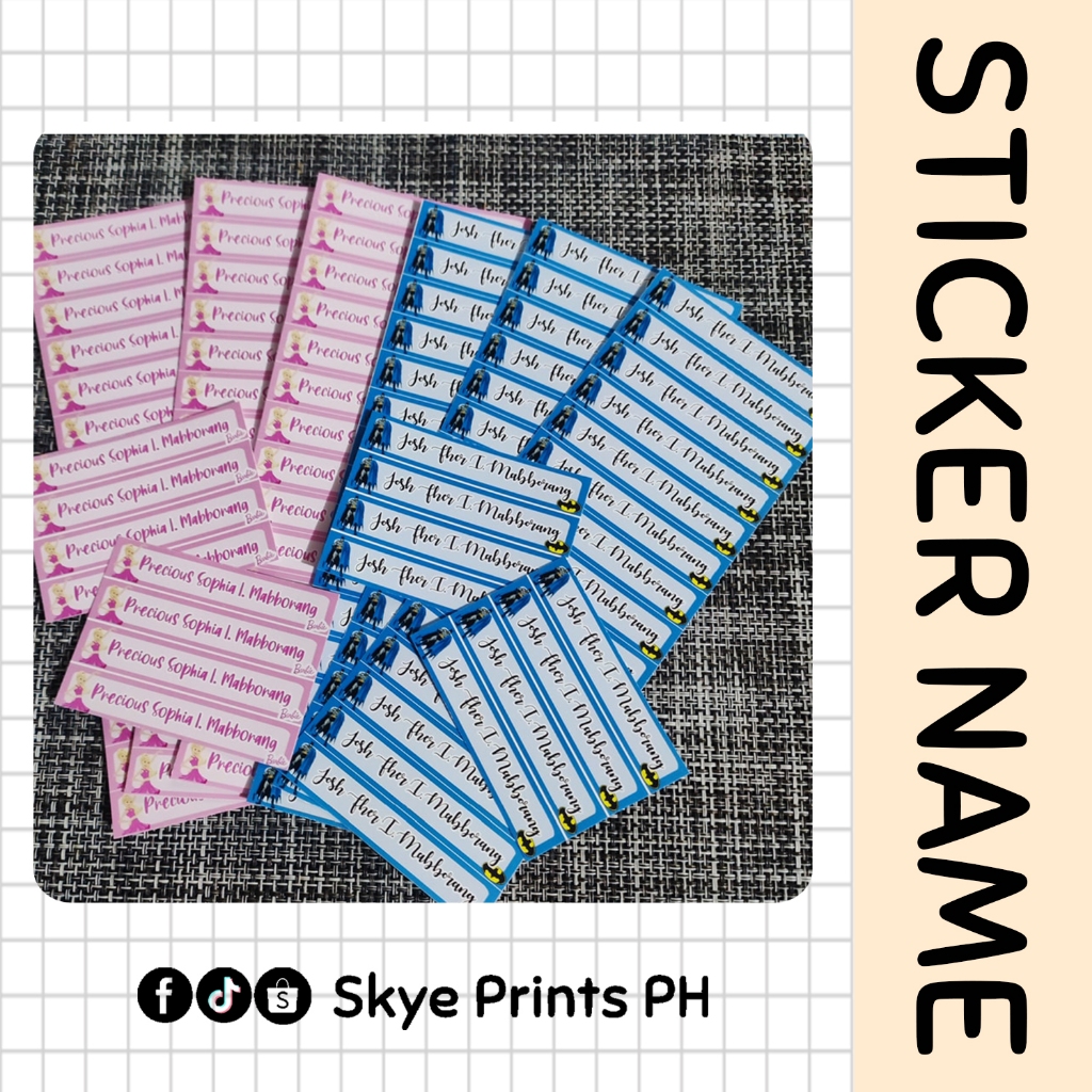 Customized Name Label Sticker | skyeprintsph | Shopee Philippines