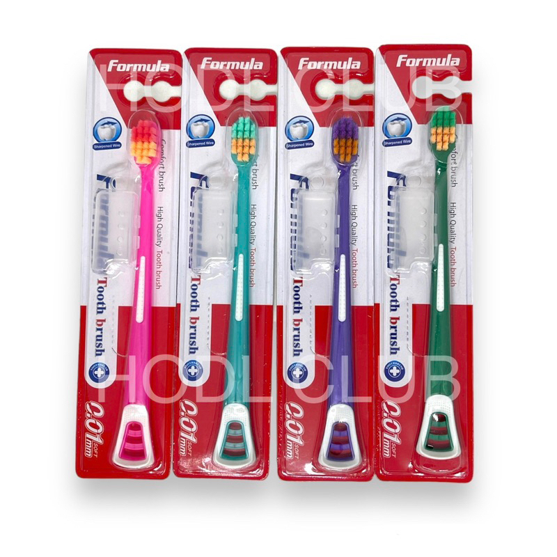 Formula 2 in 1 Toothbrush with Tongue Scraper Cleaner and Brush Cover ...