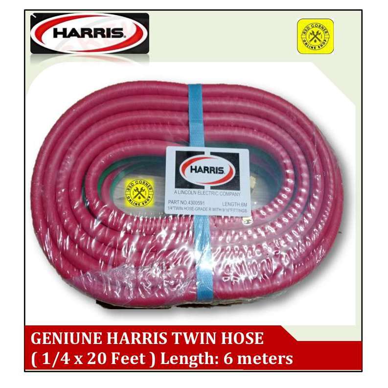HARRIS TWIN WELDING HOSE ACETYLENE/OXYGEN COMPLETE WITH FITTINGS (1/4 ...