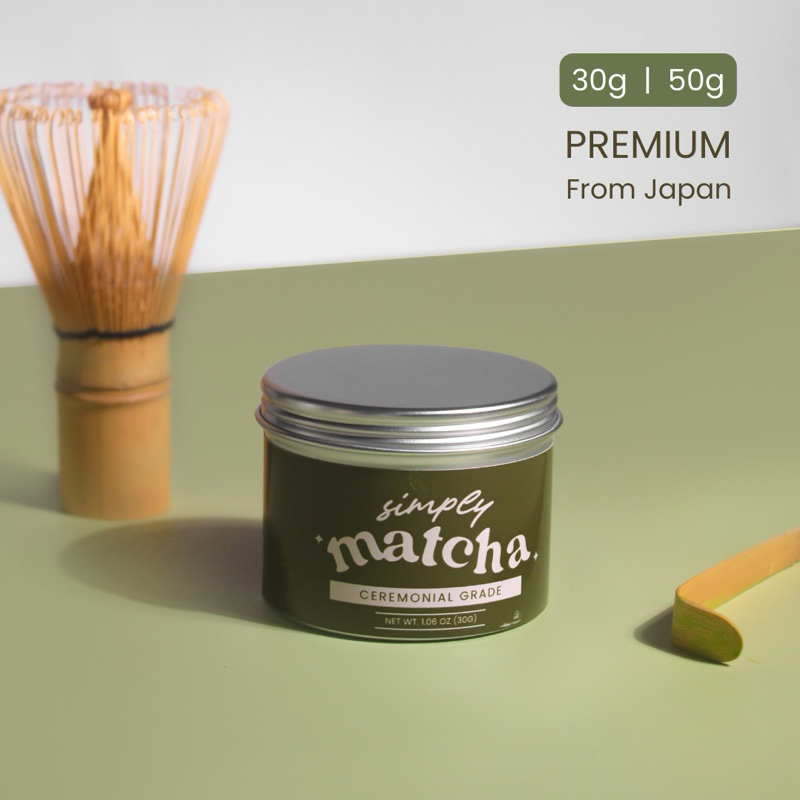 Simply Matcha Ceremonial Grade Premium Tin Can 30g / 50g | Shopee ...