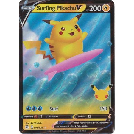 [ENG] Surfing Pikachu V - 8/25 - Ultra Rare Celebrations Pokemon Card ...