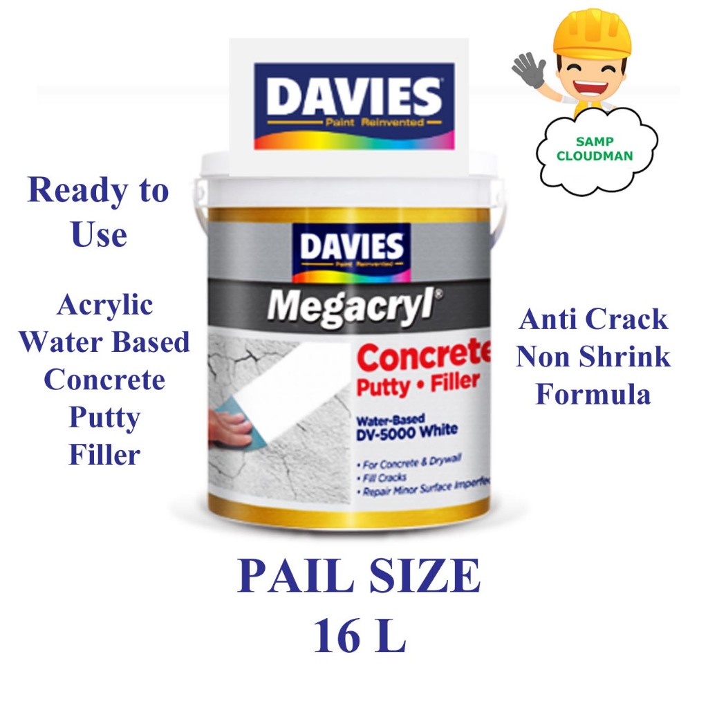 Davies Concrete Putty & Filler PAIL 16L DV-5000 Megacryl Latex Wall ...