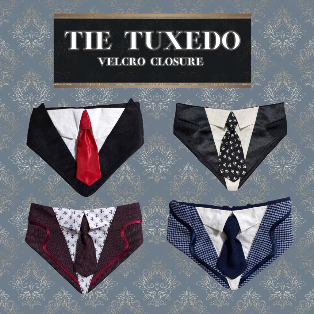 CLASSY FORMAL DOG TIE TUXEDO BANDANA VELCRO CLOSURE | Shopee Philippines