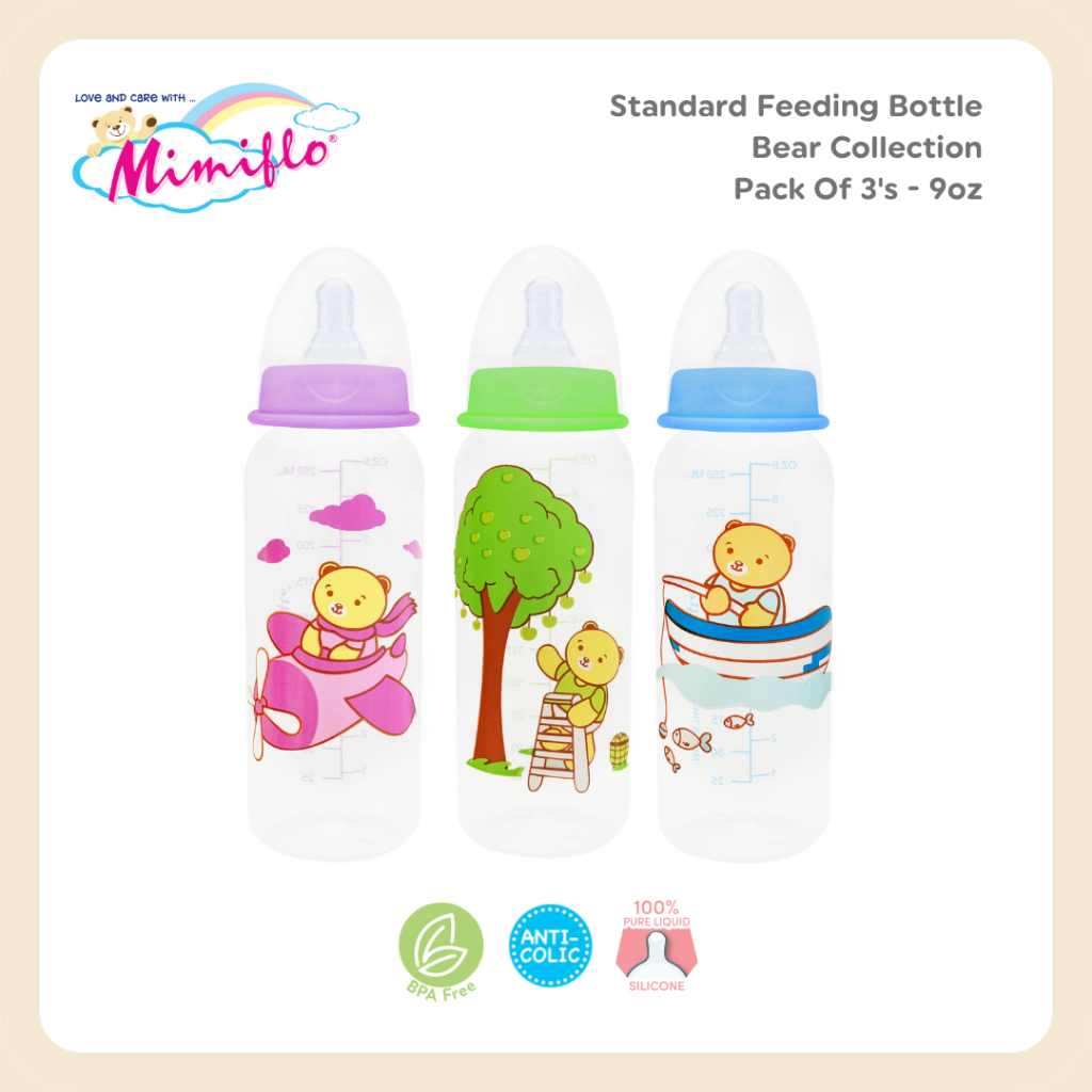 Mimiflo Bear Collection Feeding Bottle - Pack Of 3's 9oz | Shopee ...