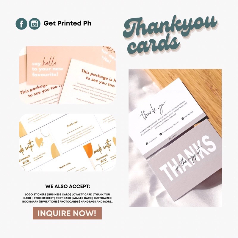 PISO PRINT Thank you Card/Business Card/Loyalty Card | Shopee Philippines