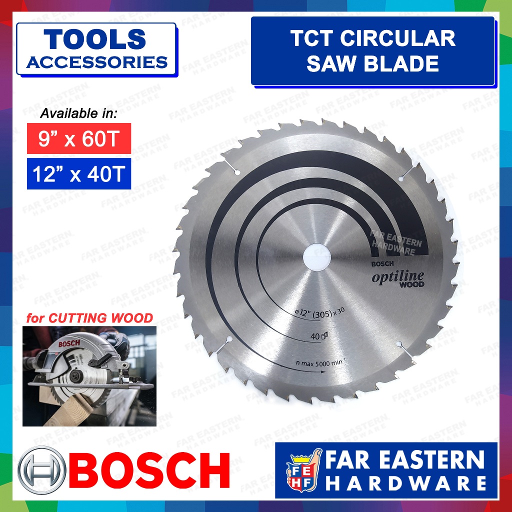 BOSCH TCT Circular Saw Blade 9" | 12" 40T | 60T for Cutting Wood RBAC ...