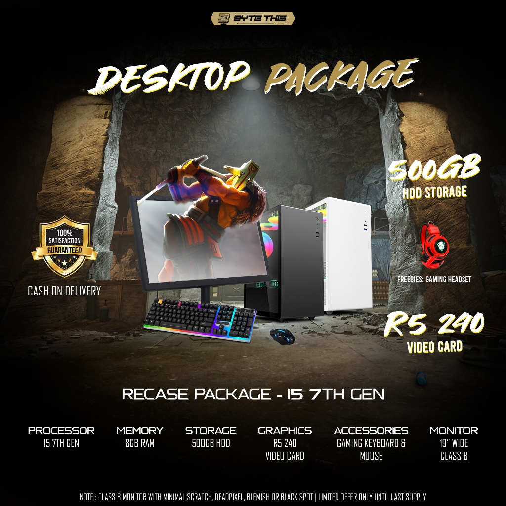 DESKTOP PACKAGE GAMING RECASE I5 7TH GEN 8GB RAM 19 WIDE MONITOR CLASS ...