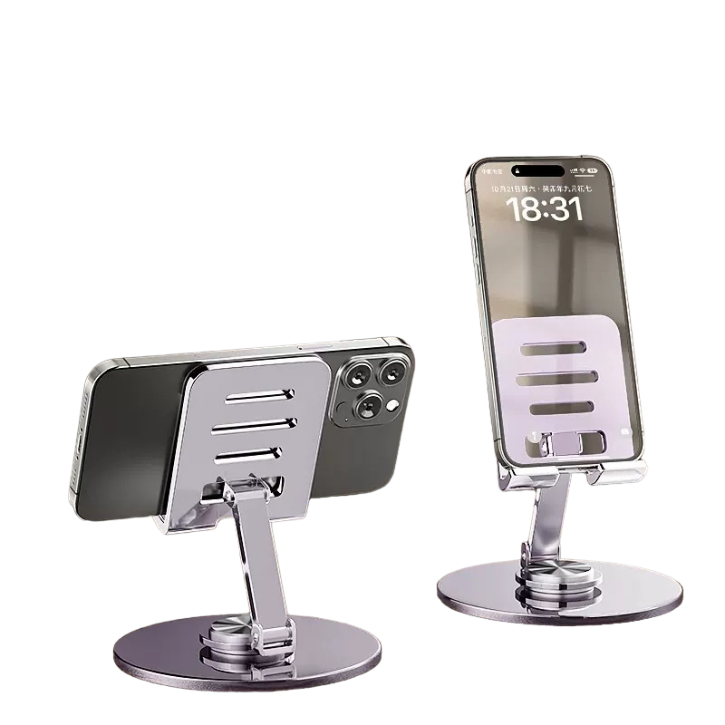 Portable Metal Stand with 360-Degree Rotation for Mobile Phones and ...