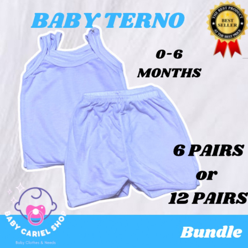 12 PAIRS / 6 PAIRS WHITE INFANT TERNO SPAGHETTI SANDO AND SHORT FOR ...