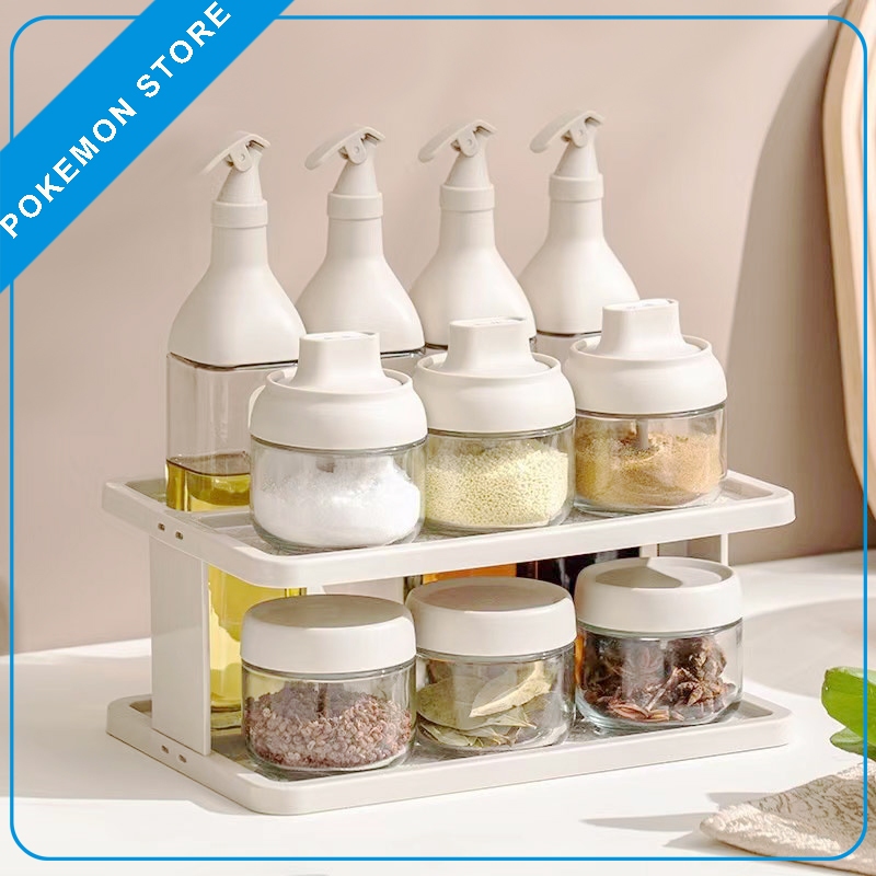 11pcs One Set Seasoning Jar Oil Bottle Condiments Organizer Dispenser ...