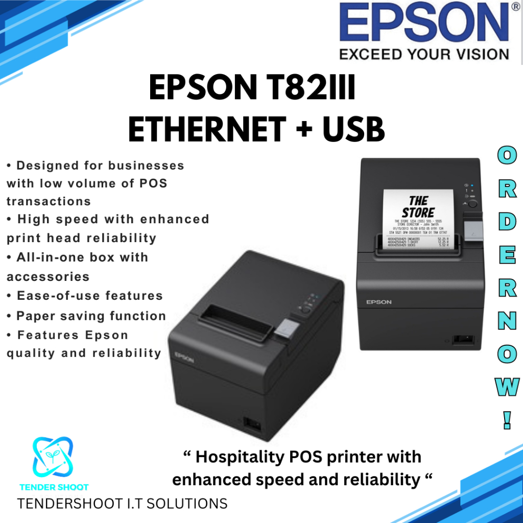 High Quality ! Epson TM-T82III POS Printer T82 III USB + Ethernet ...