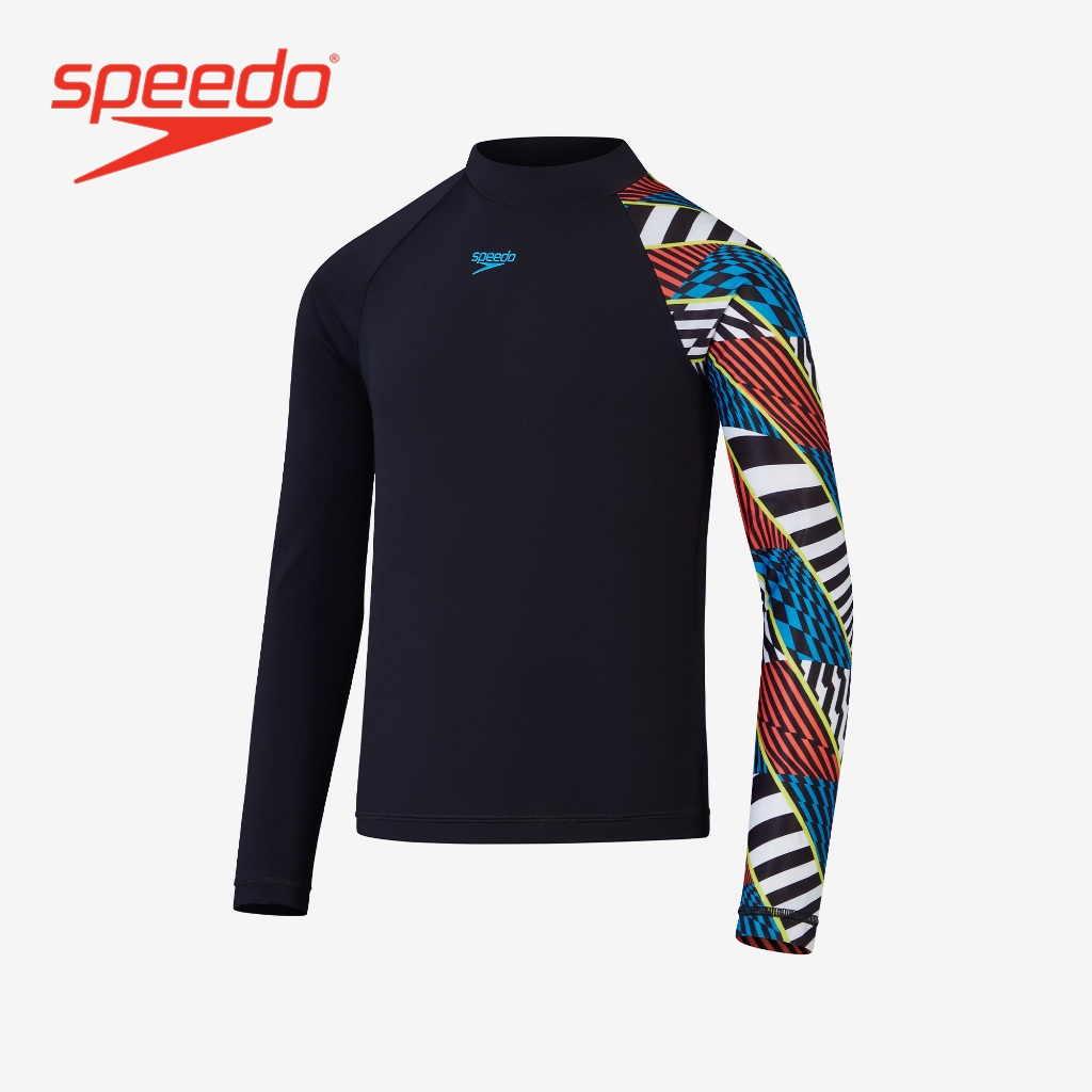 Speedo Kids Boy's Swimwear - Boys Digital Long Sleeve Rash Top - Black ...