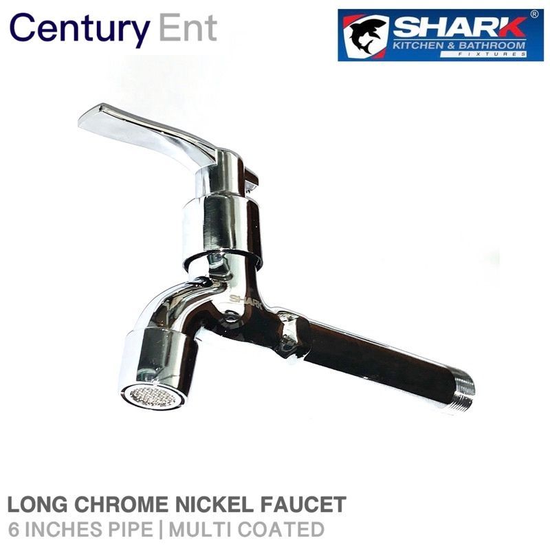 6” | SHARK Long Faucet with Strainer | Wall Mounted Kitchen Sink Faucet ...