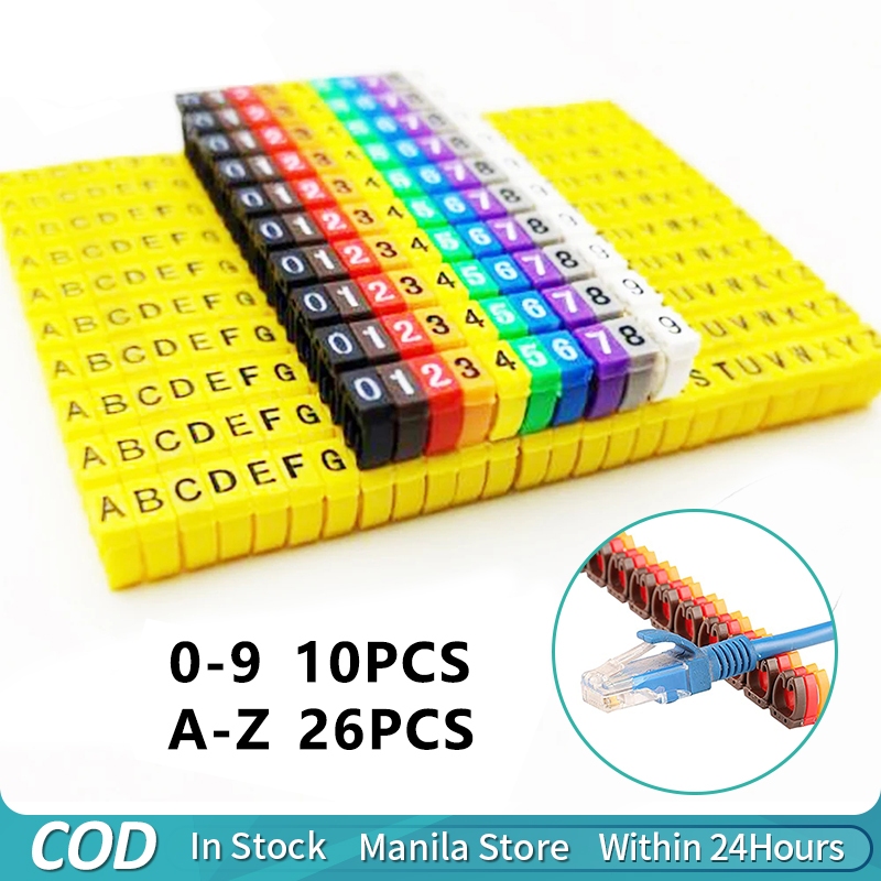 Clip-on String Wire Markers Digital Letter Number Wire Label Colorful ...