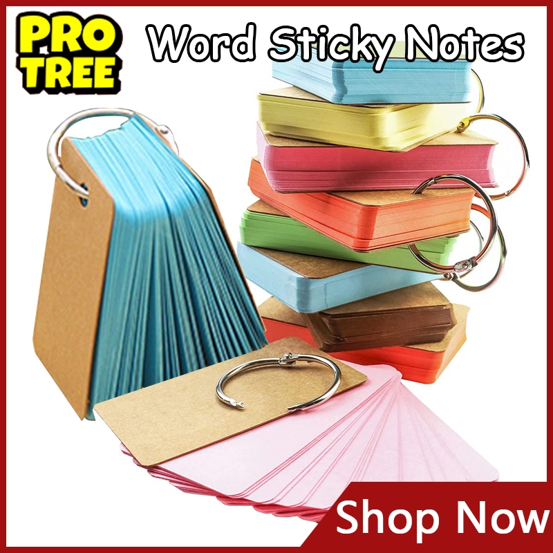50pcs Iron Ring Handwritten Memo Hard Blank English Word Card Loose ...