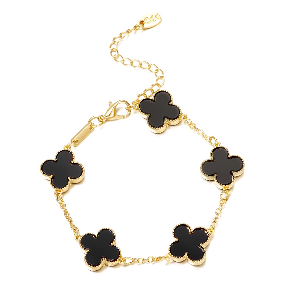 THKL 18K Gold Plated four-leaf clover flower pendant bracelet Non ...