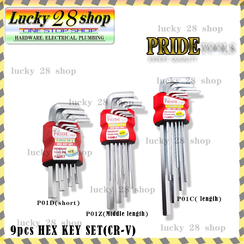 9PCS HEY KEY SET PRIDE ALLEN WRENCH TOOLS (PO1D-SHORT/ PO1Z-MIDDLE ...