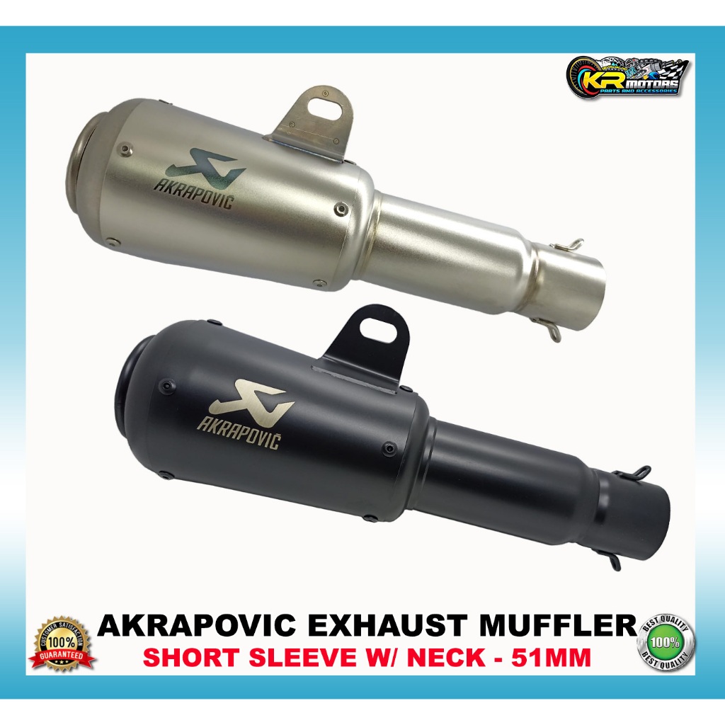 Akrapovic Short Exhaust Muffler w/ Neck 51mm Adapter, Muffler Cannister ...