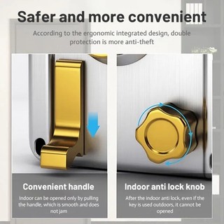 Stainless Steel Main Door Lock Set Strong Deadbolt Gate Lock Universal ...