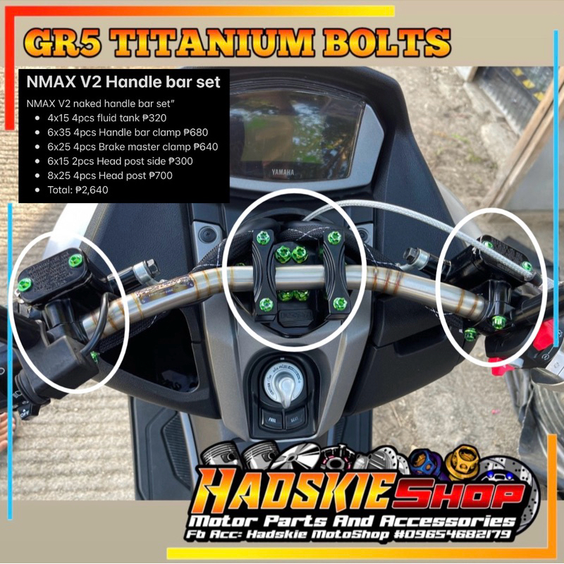 REAL TITANIUM GR5 BOLTS HANDLE BAR SET FOR NMAX V2 (bolts only ...