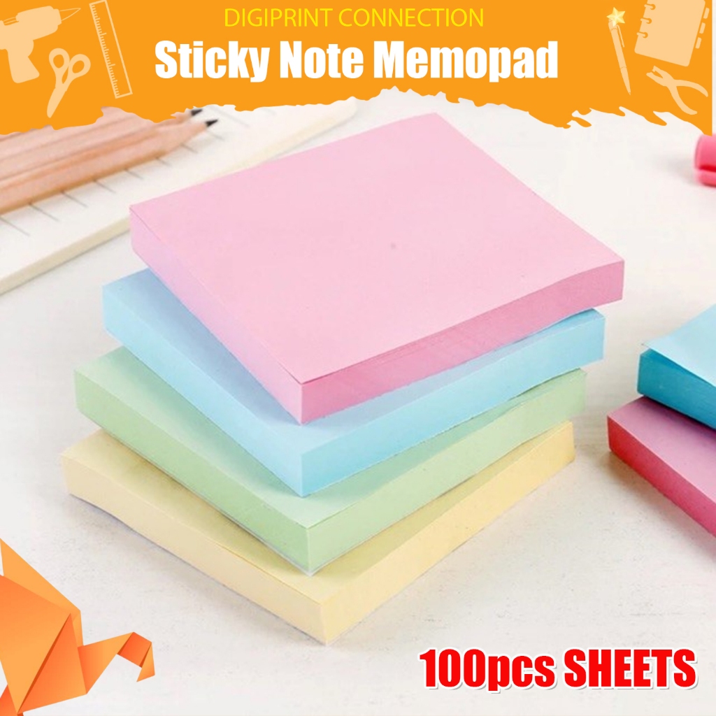 100sheets Sticky Notes Memopad 3inches (7.5cm x 7.5cm) Easily to Stick ...