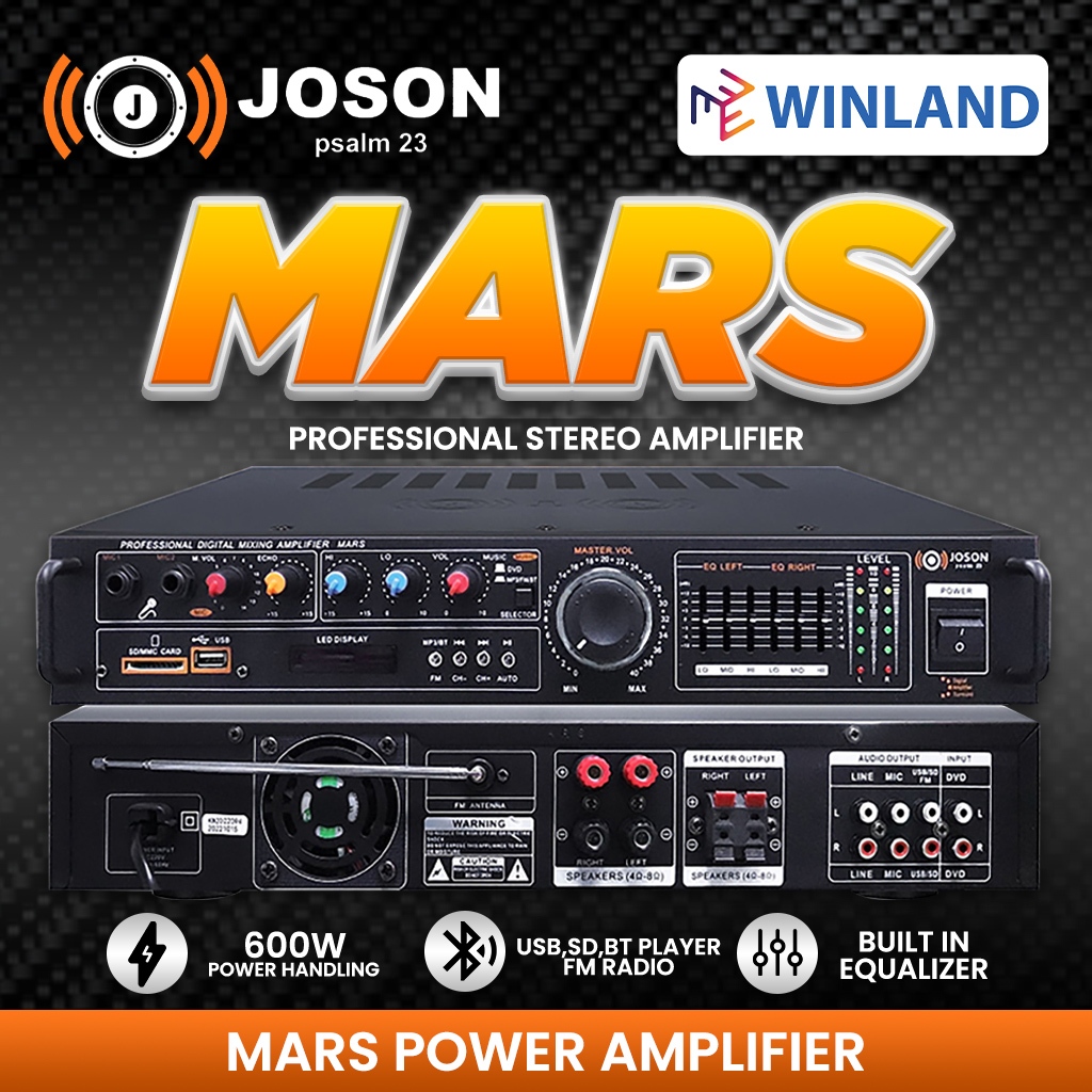 Joson by Winland MARS Amplifier 600W x 2 with Graphic Equalizer FM/USB ...