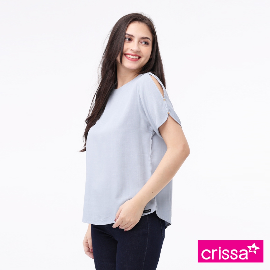 Crissa Soft Linen Woven Short Sleeves Blouse CSFT29-0024 | Shopee ...